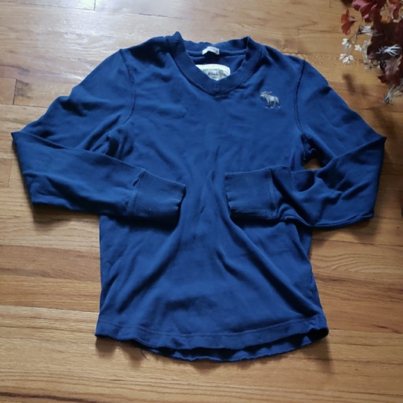 Abercrombie & Fitch | Shirts | Abercrombie Fitch Sweater Mens Small Muscle Navy Blue V Neck Long ...
